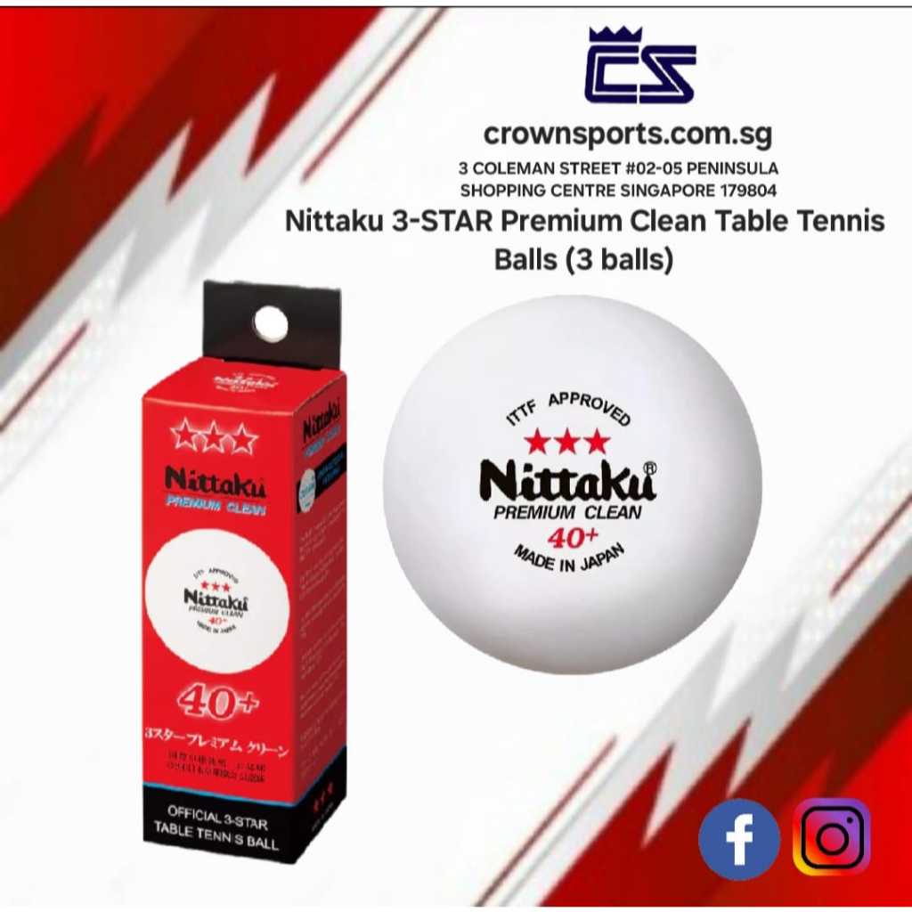 Nittaku 3-STAR Premium Clean Table Tennis Balls (3 balls) NB-1700 90 | Shopee Singapore