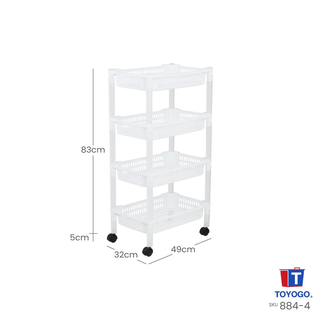 Toyogo 884-4 Plastic Basket Trolley (4 Tier) | Shopee Singapore