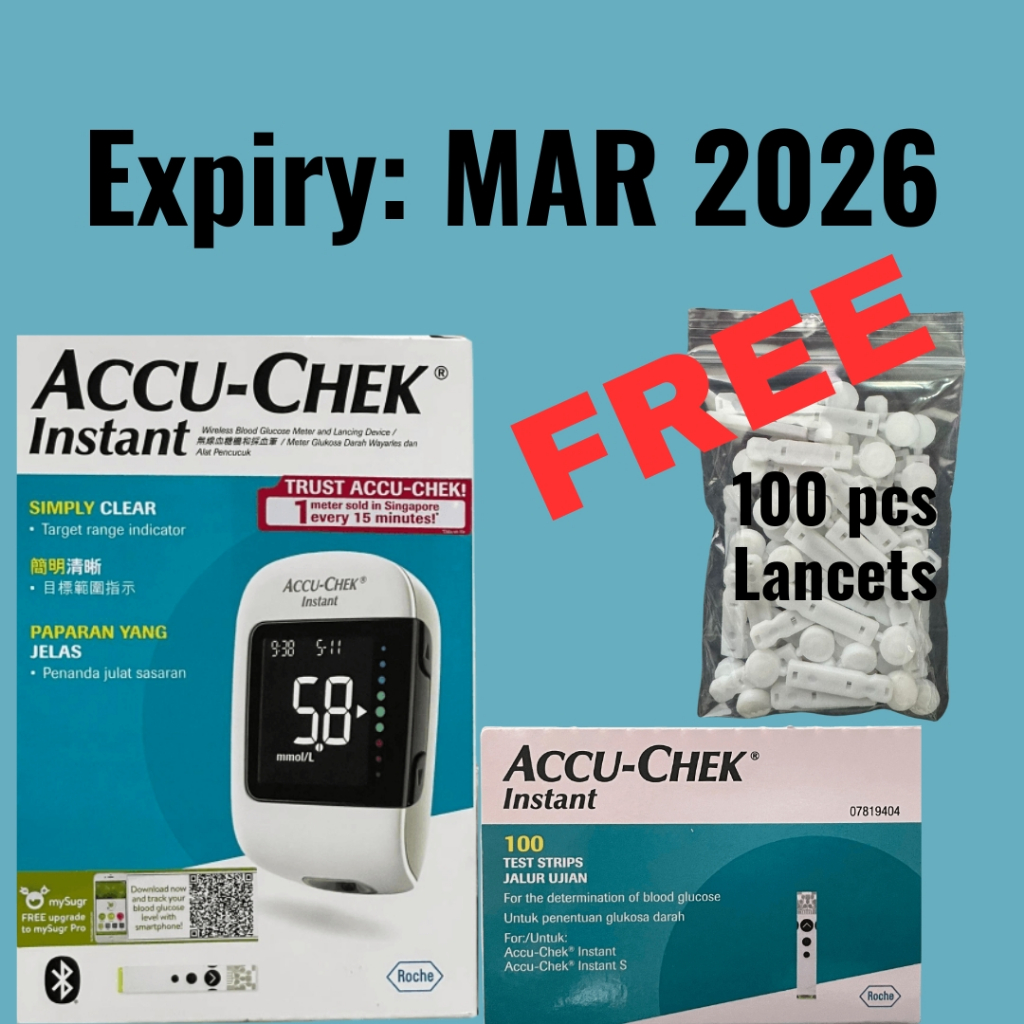 Accu Chek Instant Meter + Test Strips 100's Blood Sugar Monitor Glucose ...