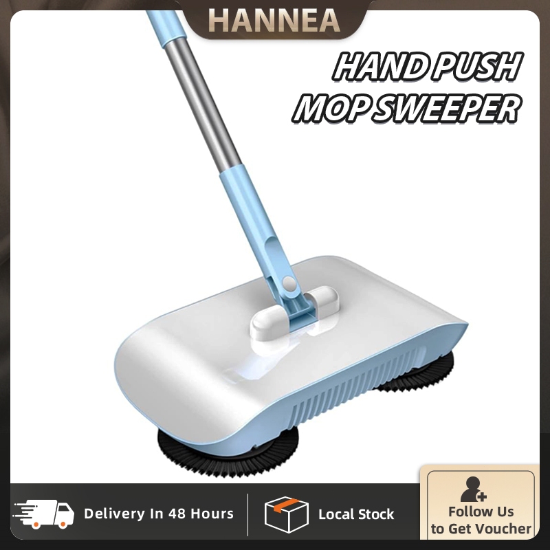Manual Floor Sweeper & Mop 2 in 1 Non-Electric Hand-Push Vacuum with ...