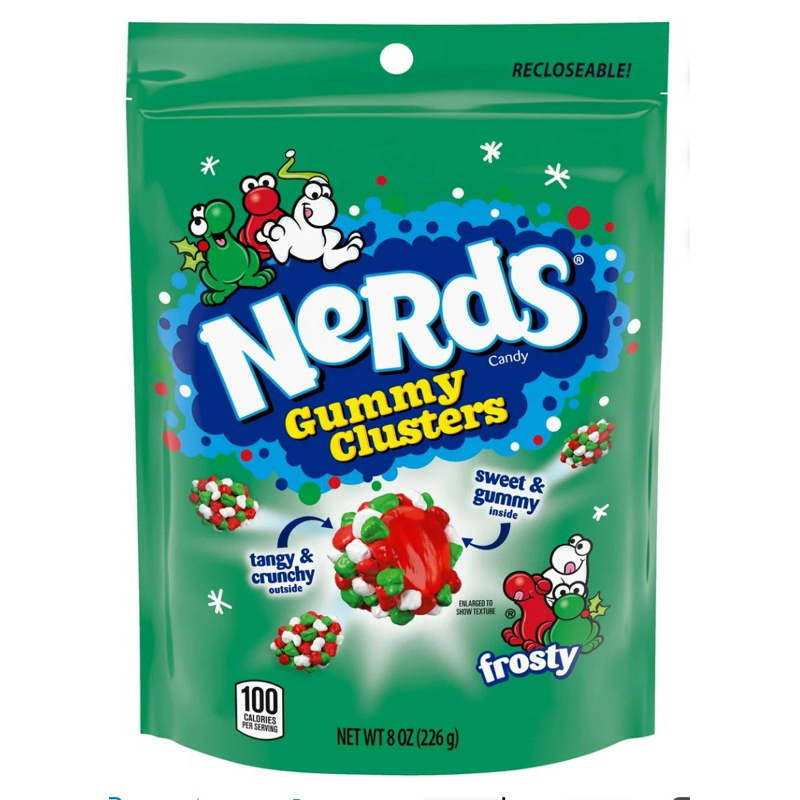 NERDS Christmas Holiday Frosty Gummy Clusters, Limited Time, 8 oz(Ready ...