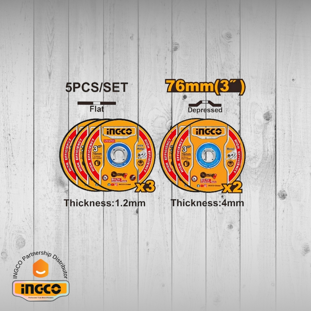 INGCO MCD303768 Abrasive Cutting Grinding Disc 76mm - 5pcs | Shopee ...