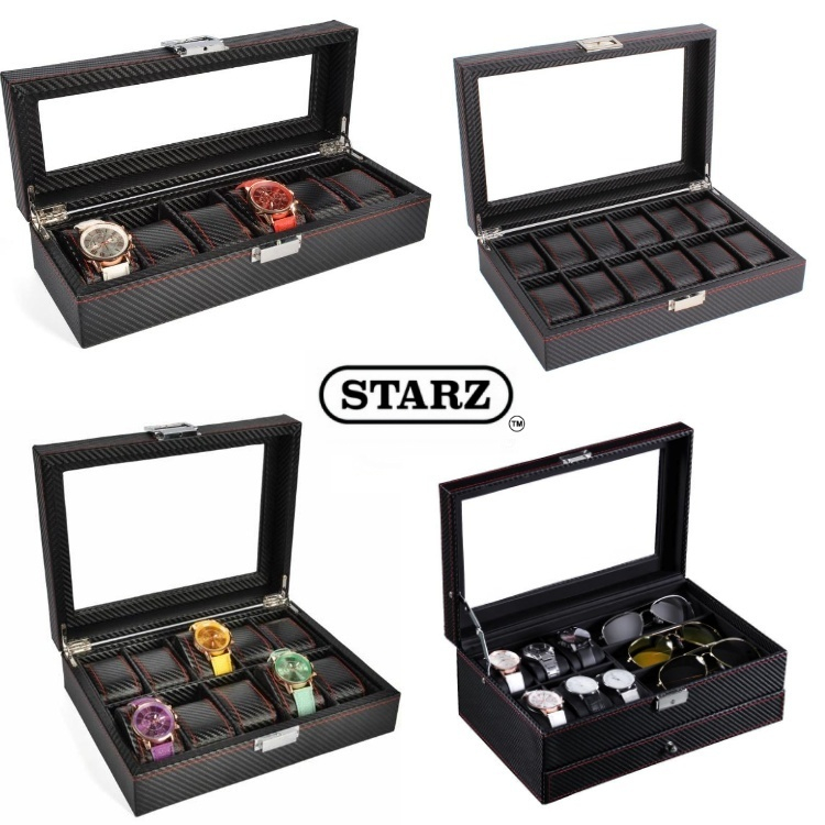 STARZ - 5 Models , 3 to 12 Slots Full Carbon Fiber PU Watch Jewelry ...