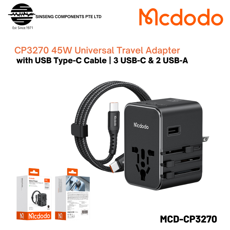 Mcdodo 45W Universal Travel Adapter Kit with USB Type-C Cable | 3 USB-C ...
