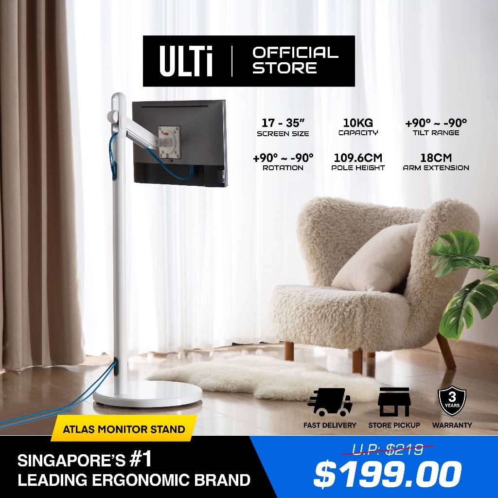 ULTi Atlas Monitor Stand - Move, Rotate, Tilt, Height, Swivel - Easy ...