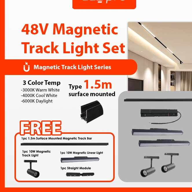LED PRO Magnetic Track Light 1.5M Magnetic Track Light Set Linear Light ...