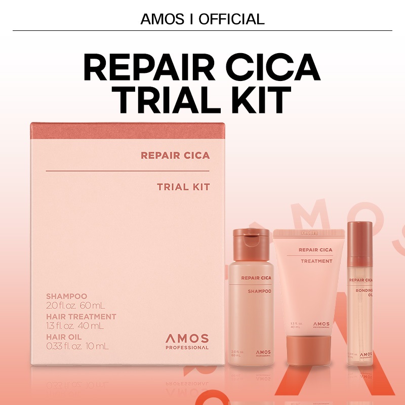 [AMOS PROFESSIONAL] REPAIR CICA TRIAL KIT (SHAMPOO 60, PACK 40, OIL 10 ...