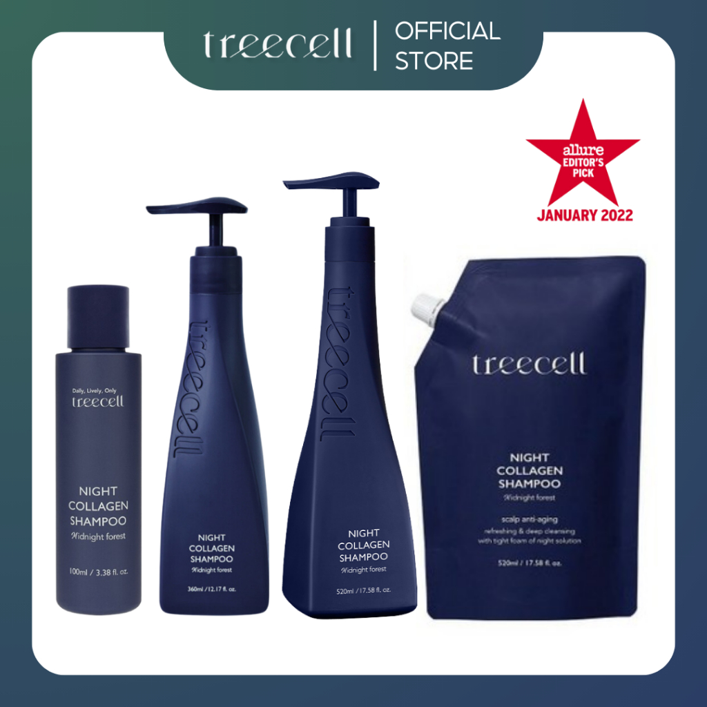 treecell Night Collagen Shampoo Midnight Forest_100ml/ 360ml/ 520ml/ refill(520ml) | Shopee ...