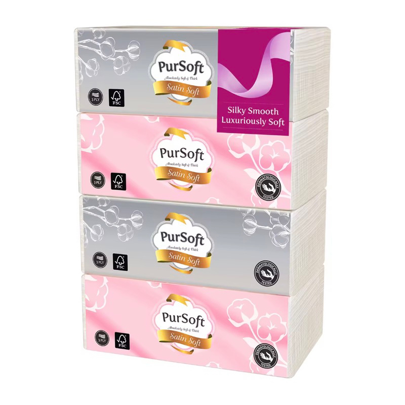 Pursoft 3-Ply Facial Tissue -4 soft packs (packaging may vary) | Shopee ...