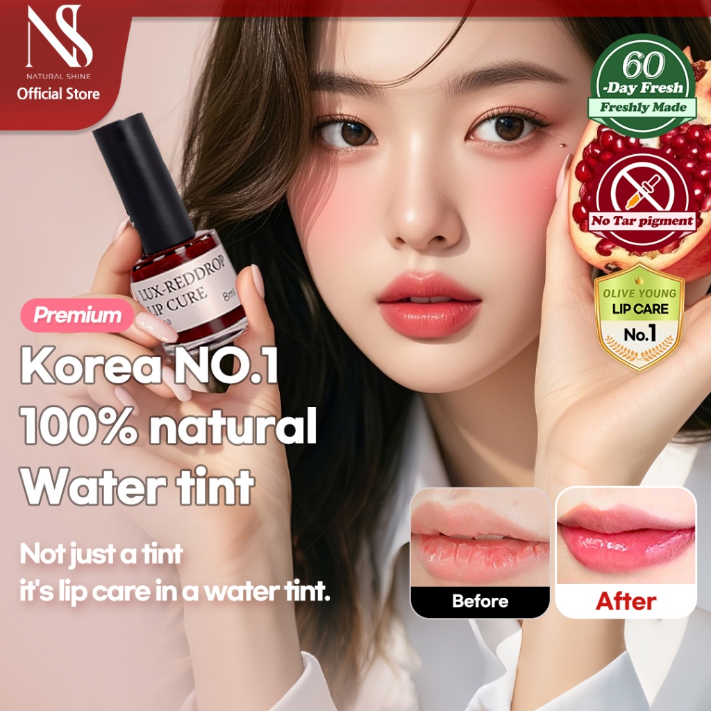 NATURAL SHINE Lux Red Drop Lip Cure Original ( water lip tint | korea ...