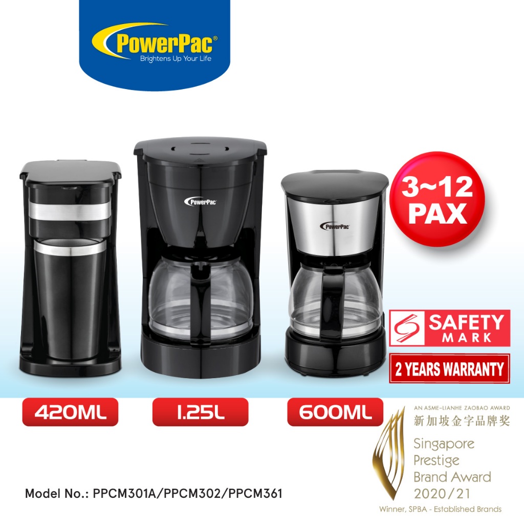 PowerPac Coffee Maker 0.42/0.6/1.25L with Thermostatic Panel (PPCM301A ...