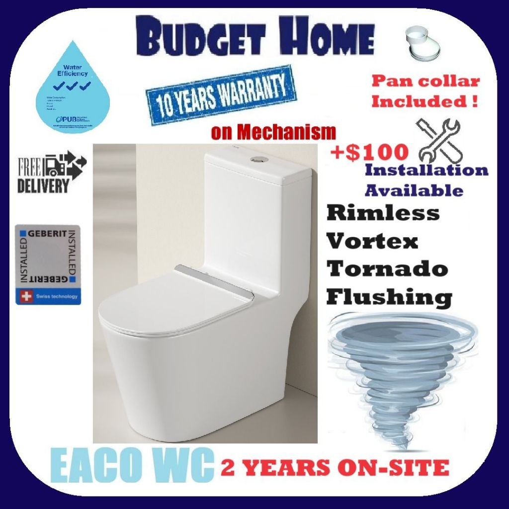 Geberit system Eaco T988 toilet bowl Rimless Vortex tornado flush ...
