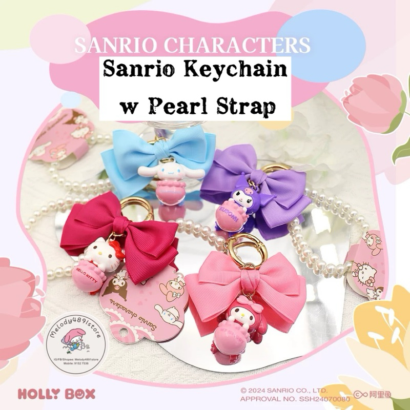 Authentic Sanrio Character Keychain Ribbon Bow With Pearl Strap (My ...