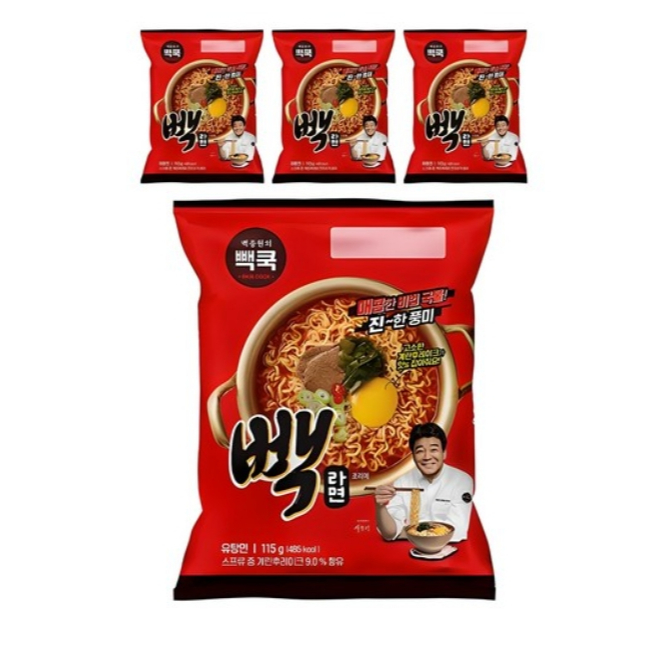 PAIK COOK Back Ramen 115g, 4 Jongwon Baek Korean popular ramen | Shopee ...