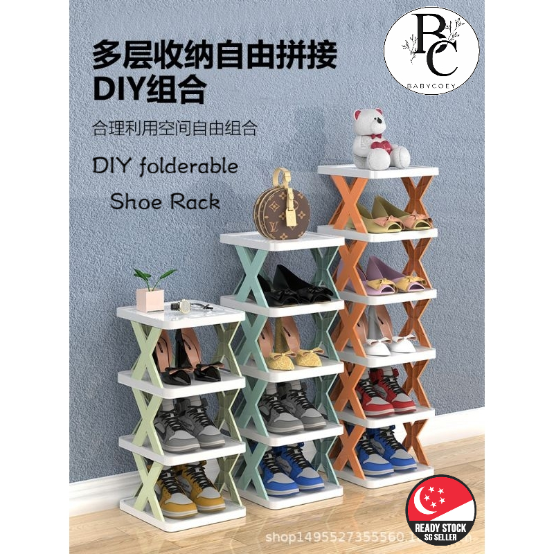 [SG stocks] DIY folderable shoe rack 2/3/4/5 layers easy-assembled ...