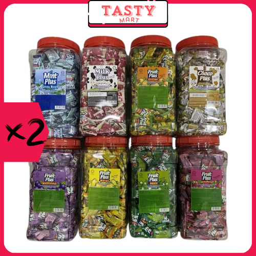 【Tasty Mart】Fruit Plus Mint Plus candy 1kg / 350Pcs+-(Jar) / 150g ...