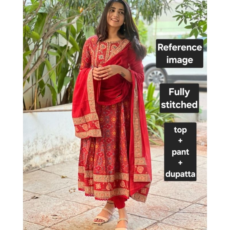 (XS-3XL) Beautiful saganeri Printed Cotton Adda work handwork top with ...