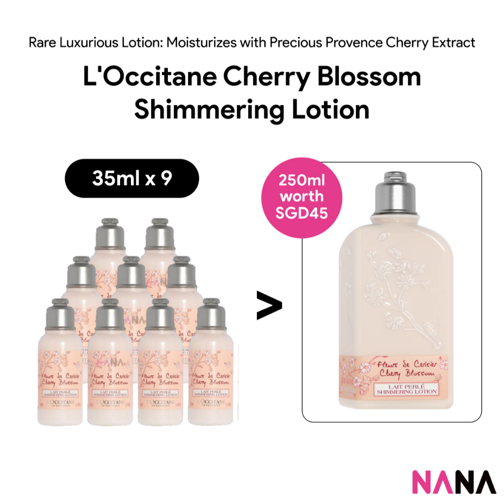 L'Occitane Cherry Blossom Shimmering Lotion Sample Pack (35ml x 9/6/3 ...