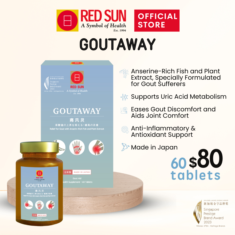 RED SUN GoutAway | Uric Acid Balance & Gout Relief | 60 Capsules Single ...