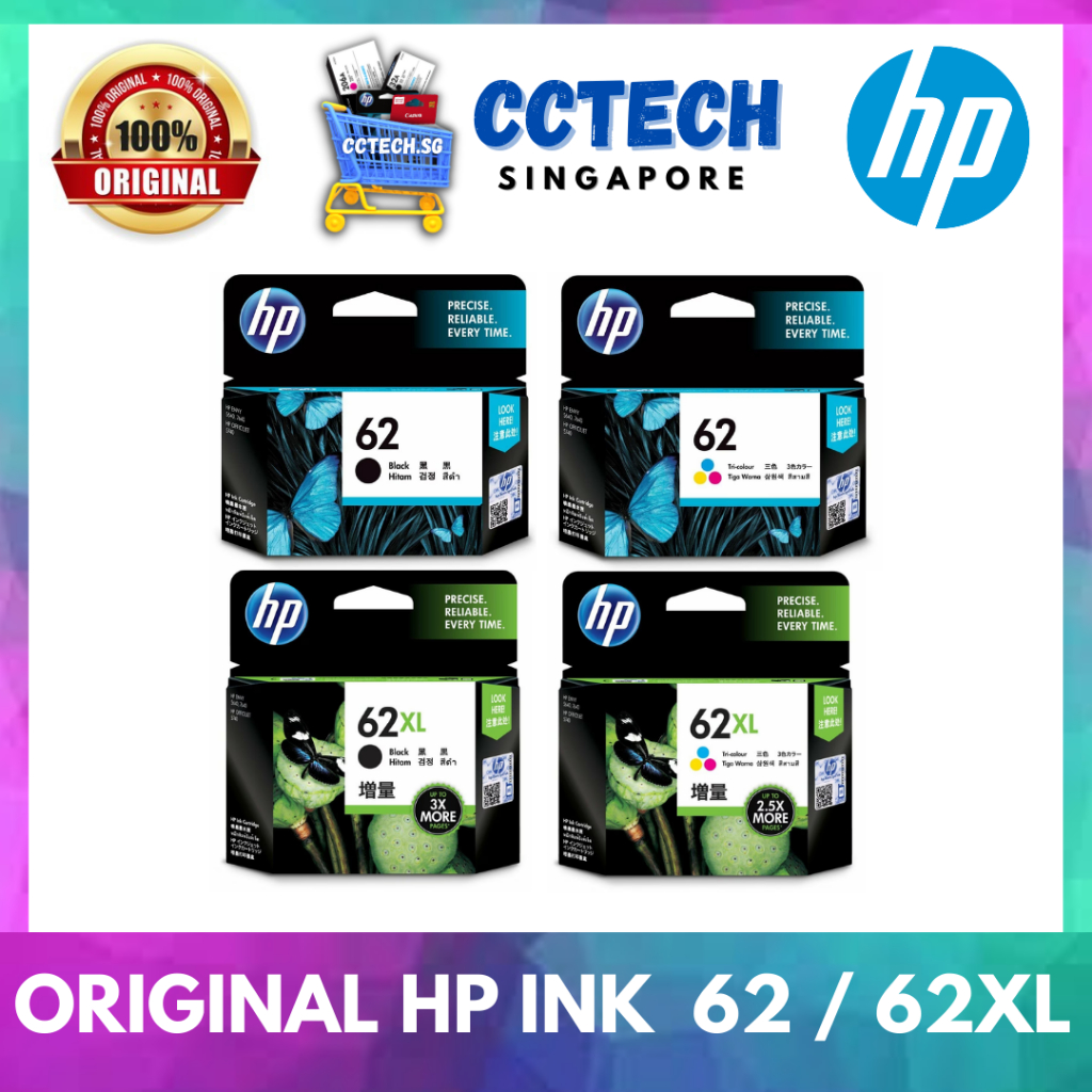 ORIGINAL HP 62 / HP 62XL Ink Cartridge Black Tri-Color - SG Ready Stocks | Shopee Singapore