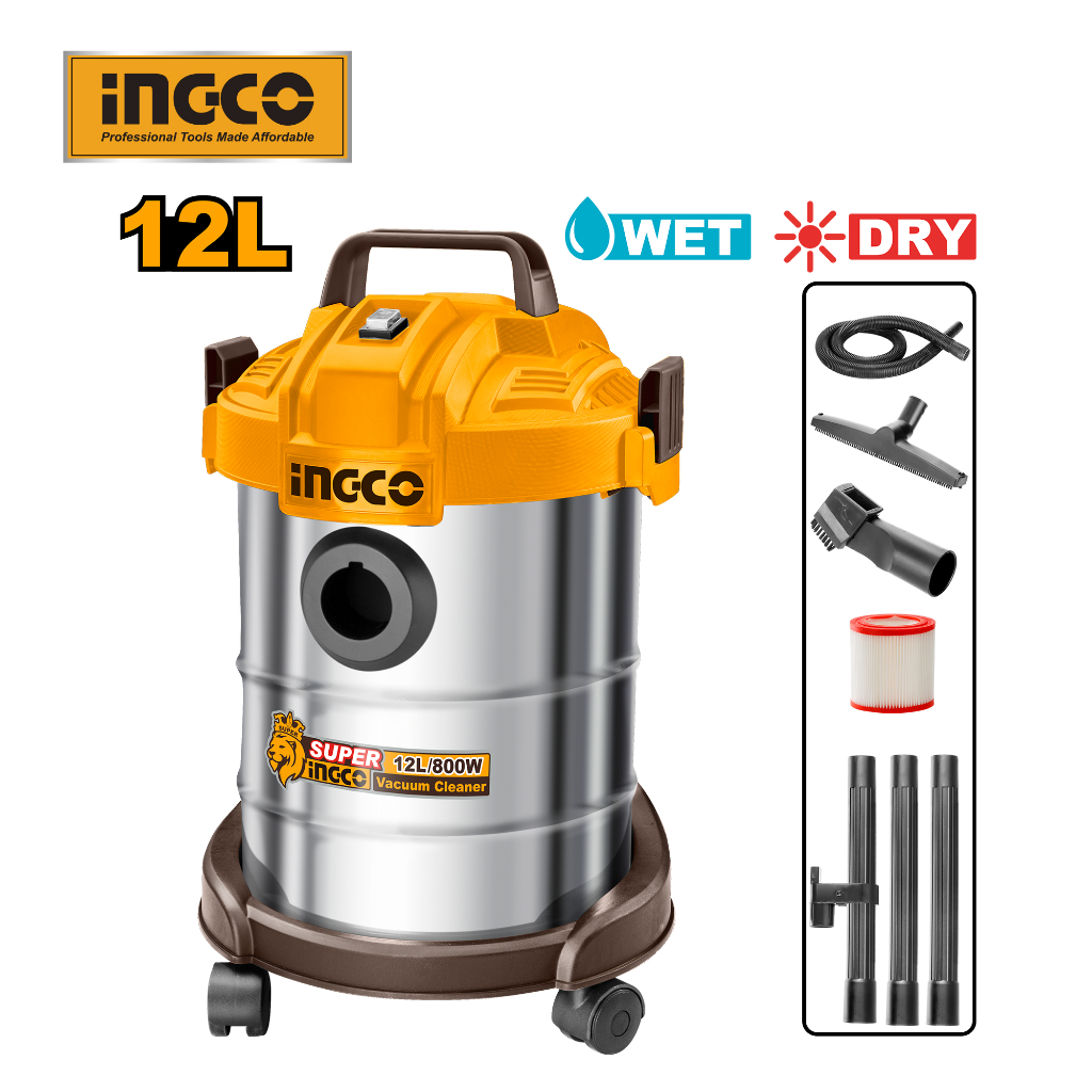 INGCO 800W 12L Vacuum cleaner With 2.3m cord For Wet and dry cleaning ...