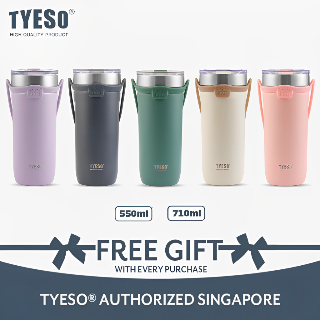 TYESO Vacuum Insulated Tumbler With Straw Handle (550ml/710ml) TS-8766B/TS-8767B | Shopee Singapore