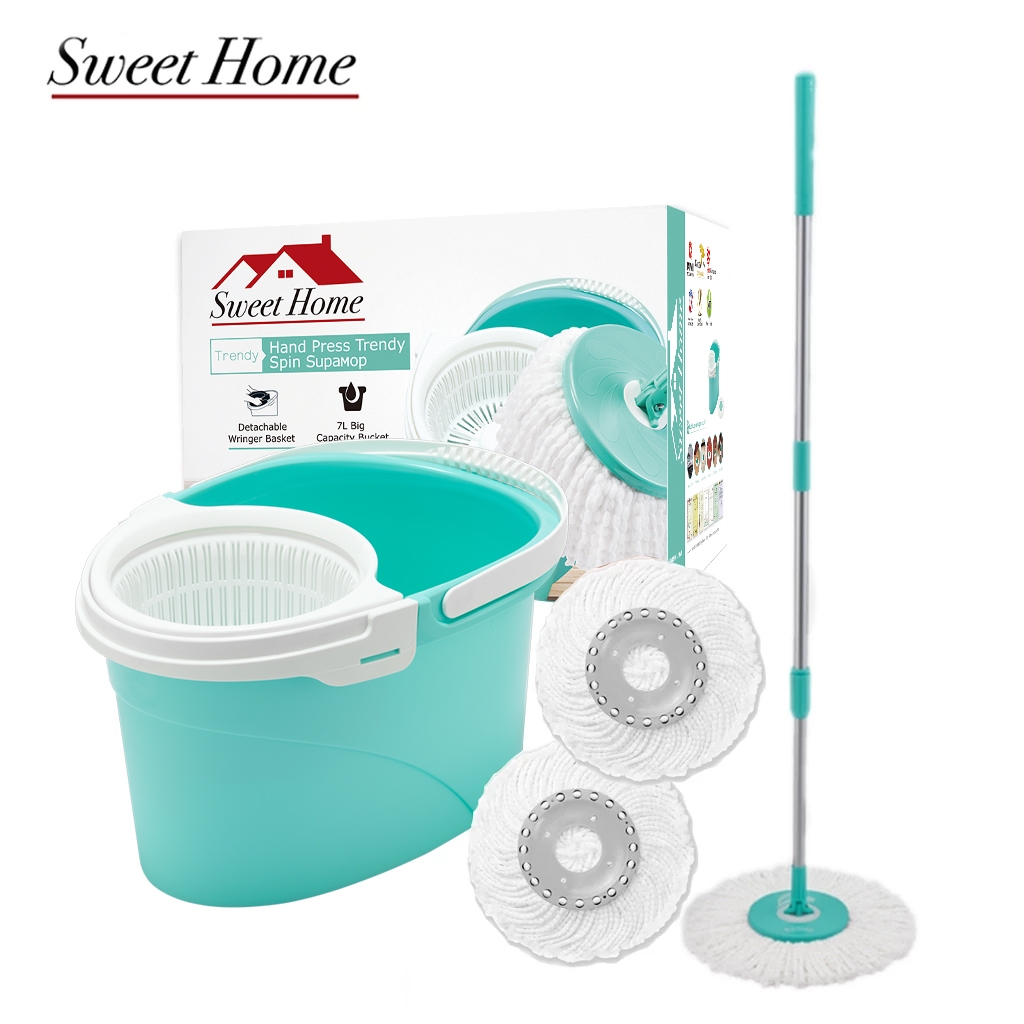 [SupaMop] Trendy S220 Hand Press Spin Mop Set 1 Year Warranty Free 2 ...
