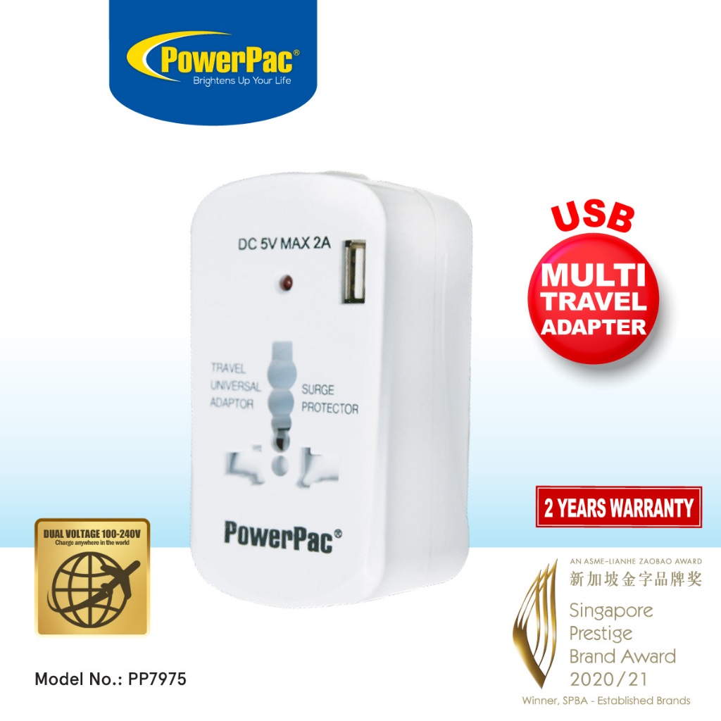 PowerPac Multi Travel Adapter With USB Charger US UK EU AU Adapter ...