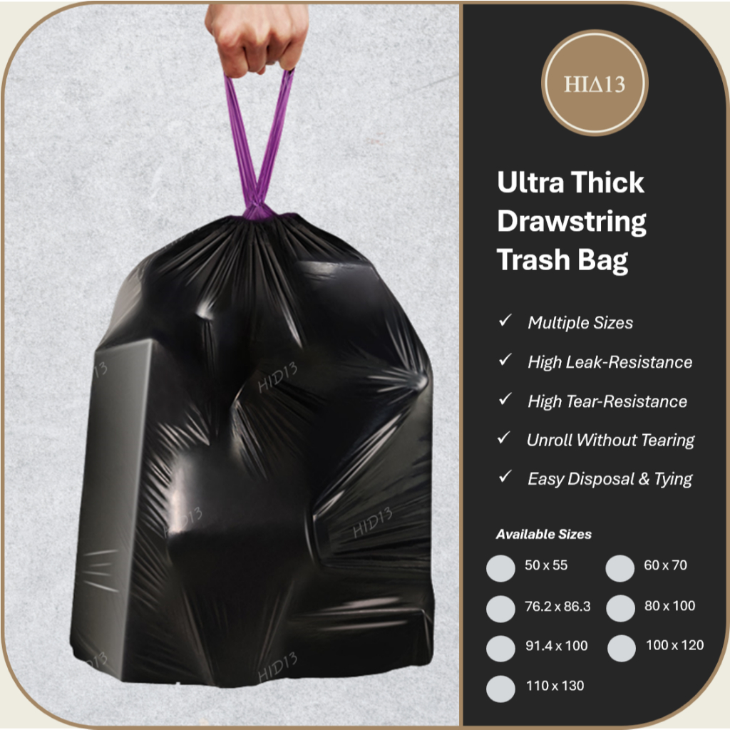[SG STOCK] Ultra Thick Drawstring Trash Bag, Strong & Durable, In ...