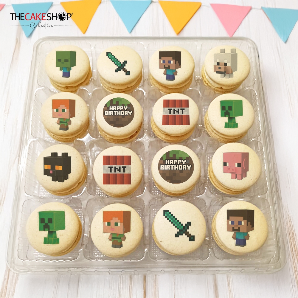 The Cake Shop | MCP05 MineCraft Party 16 pcs | Printed Macaroon ...