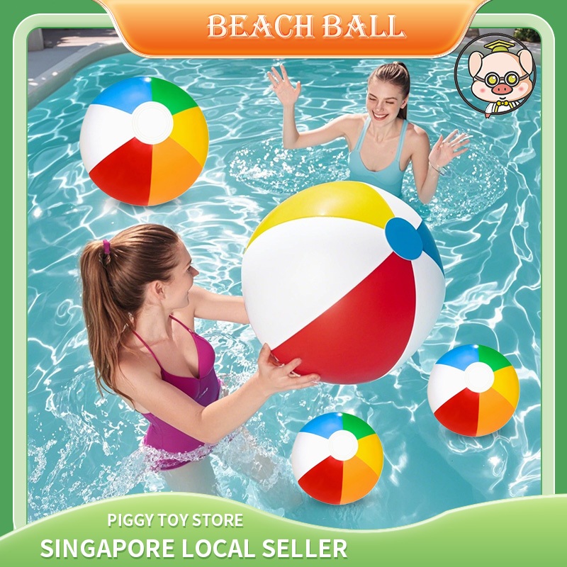 🎠SG Stock🎠30/36/50cm Inflatable Beach Balls Kids Beach Swimming Pool ...