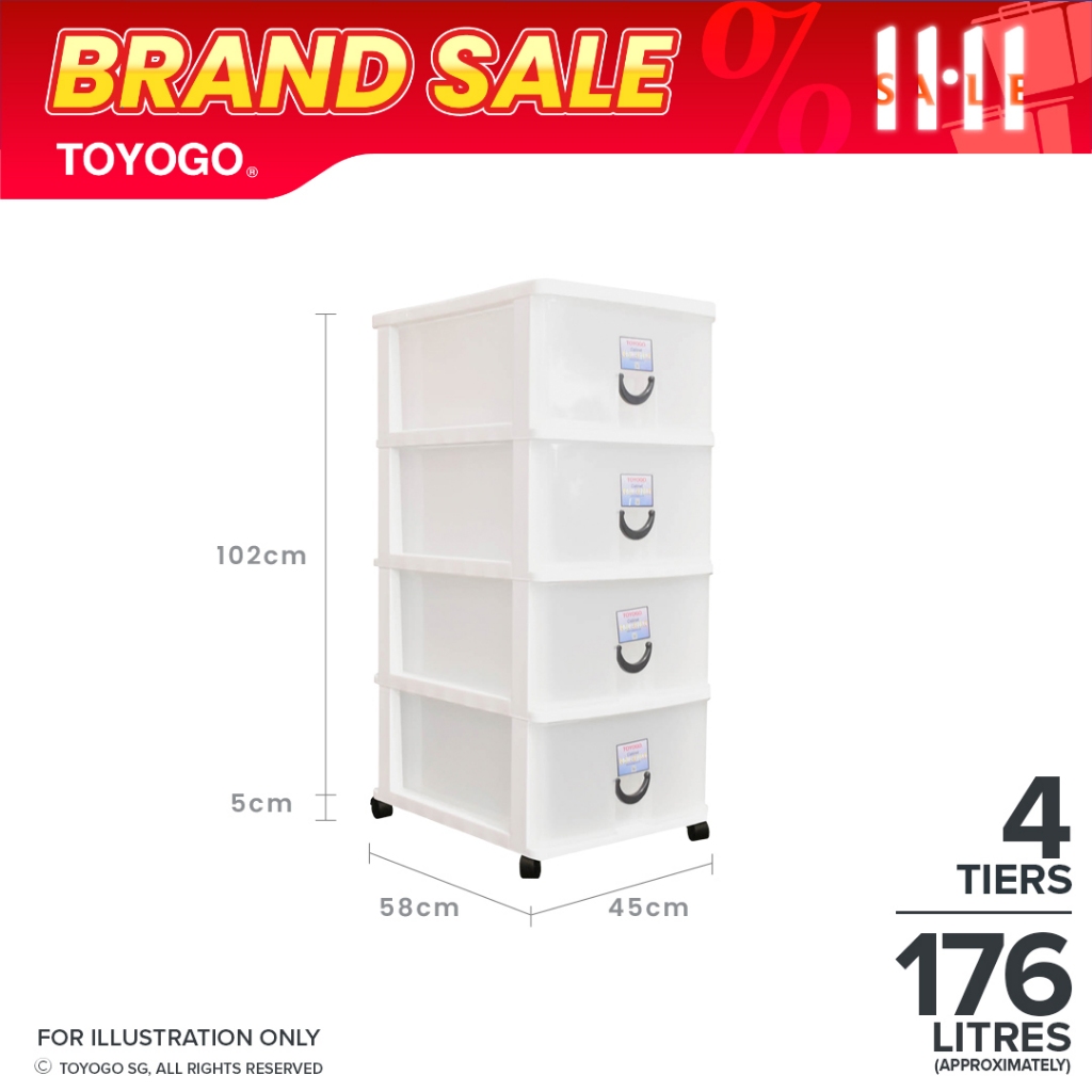 Toyogo 804-4 804-5 Plastic Storage Cabinet / Drawer With Wheels ...