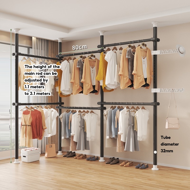 JOJO drying rack Multi-pole hanger clothes hanging rack Retractable ...