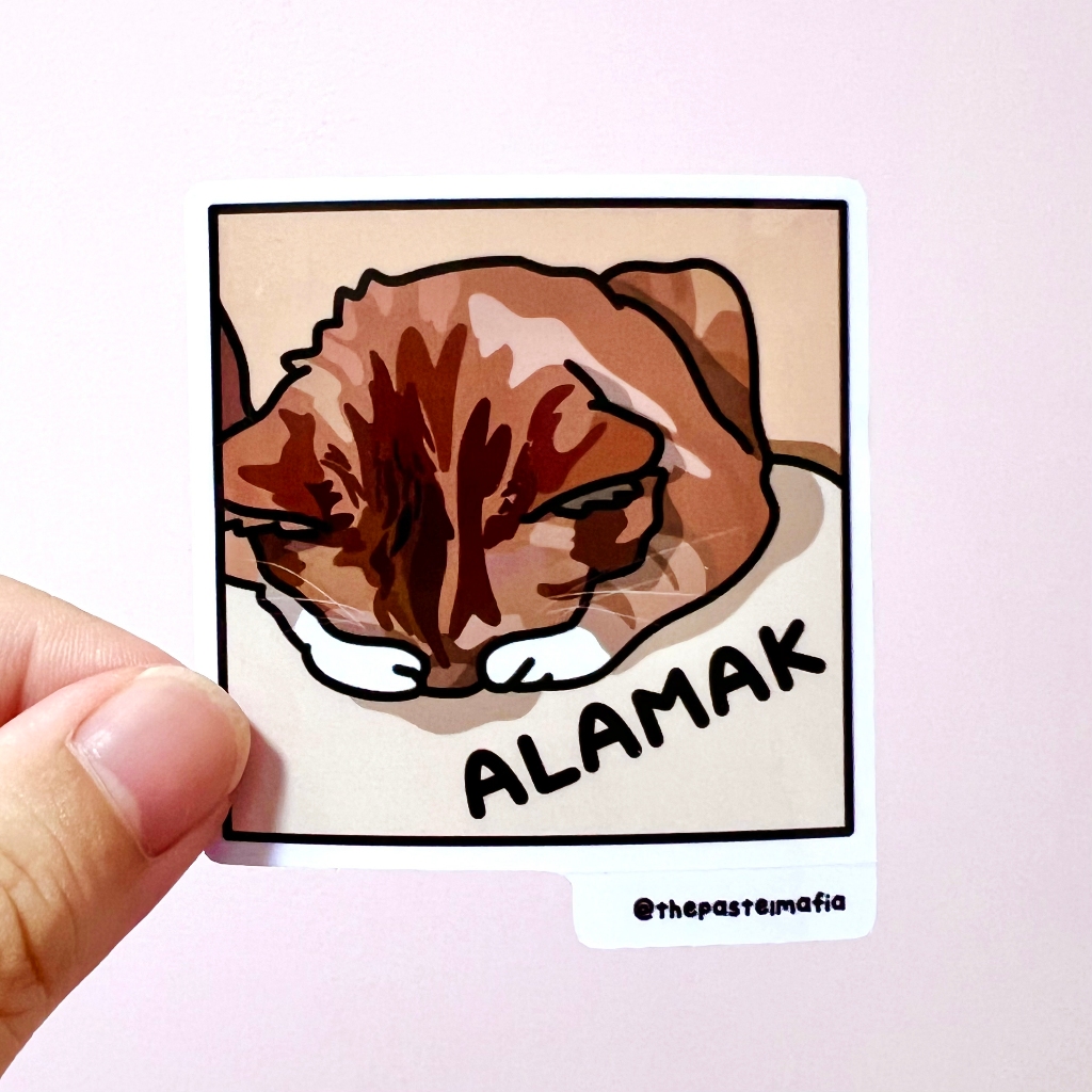 (SG) "alamak" singlish cat meme waterproof vinyl sticker (1 Piece ...