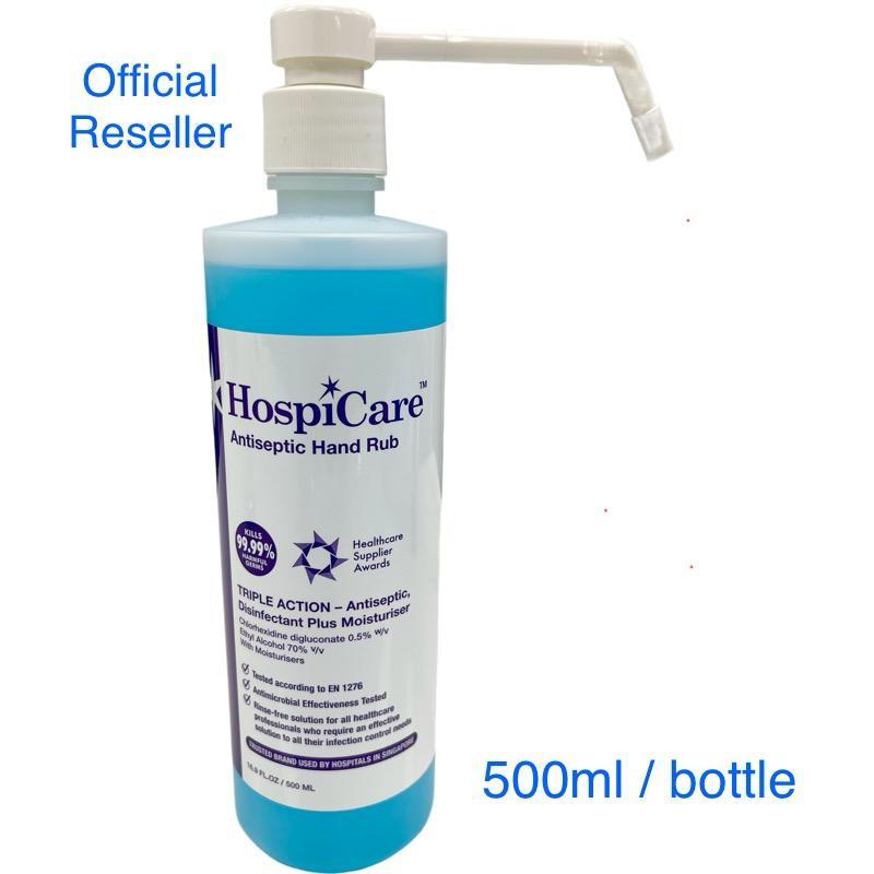 HospiCare Antiseptic Hand Rub (500ml)w/ 70% Ethyl Alcohol & 0.5% ...