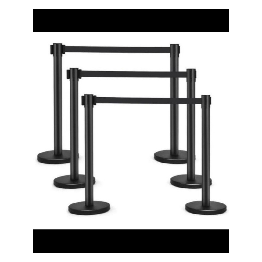 Stainless Steel Black Queue Pole(Blk/Blk) | Shopee Singapore