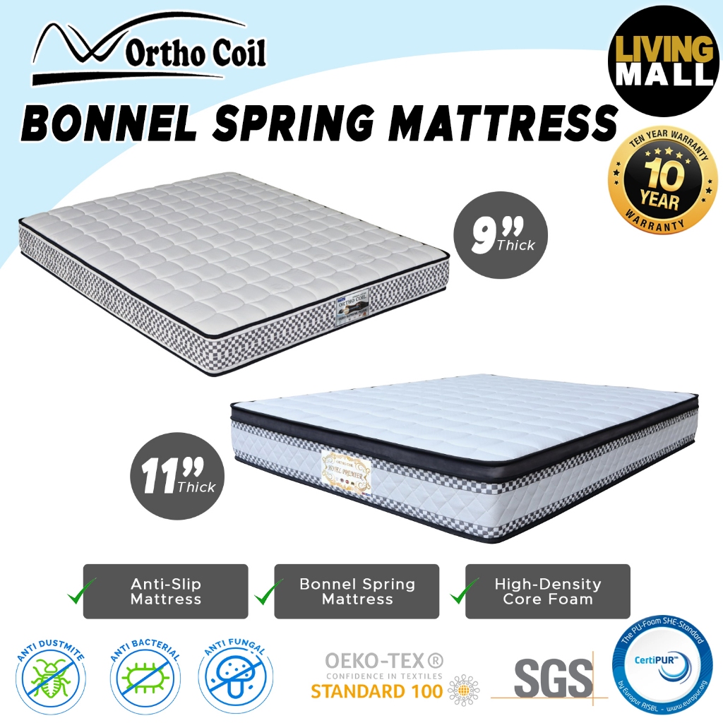 Living Mall Ortho Coil 9"/11" Bonnel Spring Mattress Euro Supreme ...