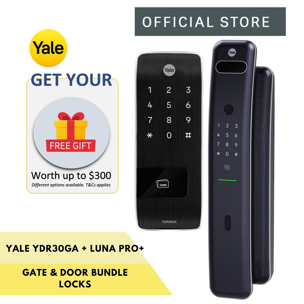 Yale YDR30GA & Luna Pro+ (Facial) Digital Lock Bundle (NEW Colour ...