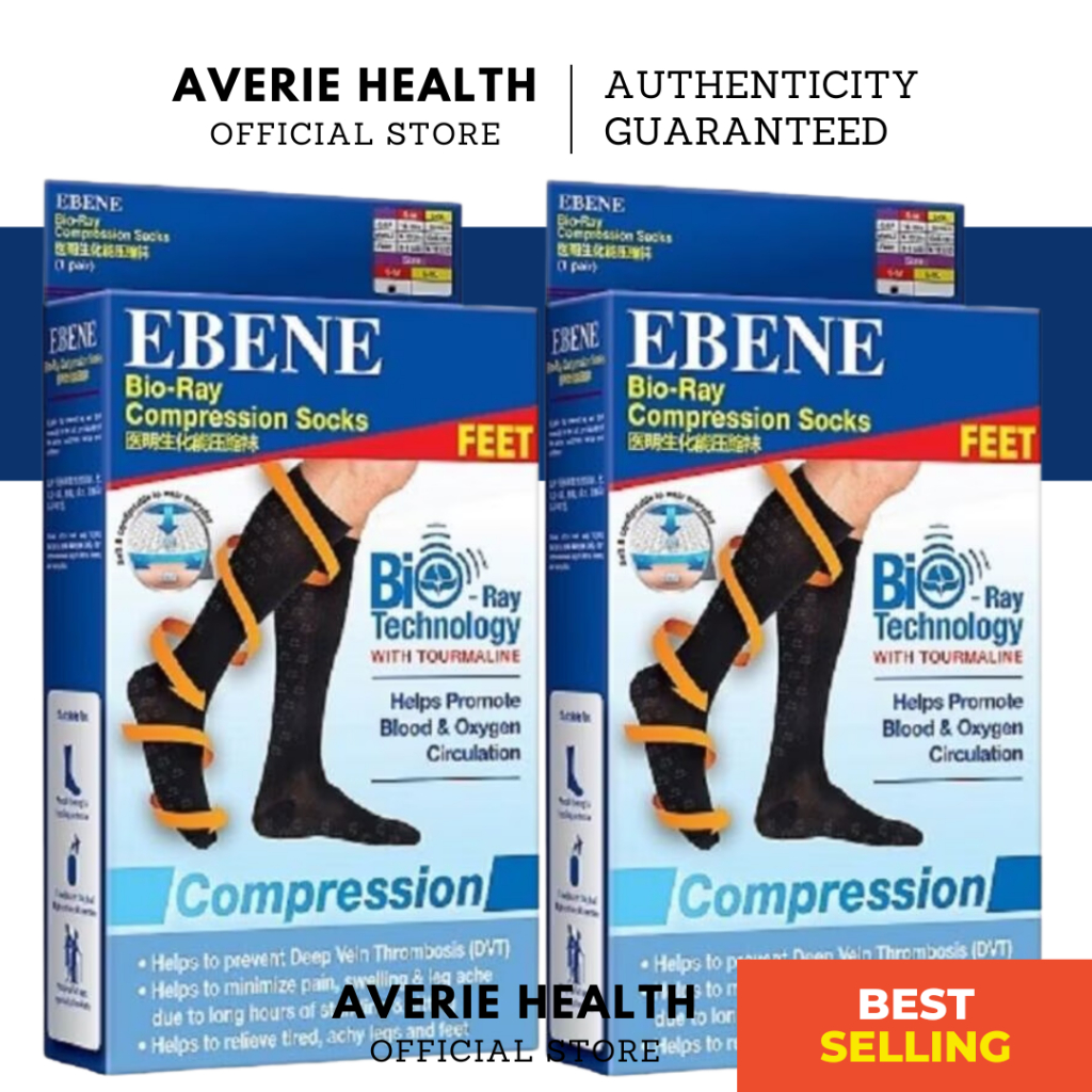 Ebene Bio-Ray Compression Socks 2 Pairs For Men (Black) | Shopee Singapore