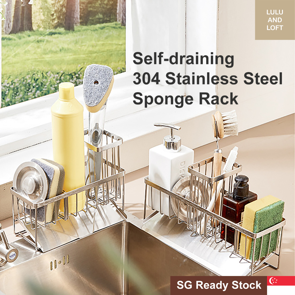 Stainless Steel Kitchen Sink Rack Sponge Drainer Soap Cady Basin Holder ...