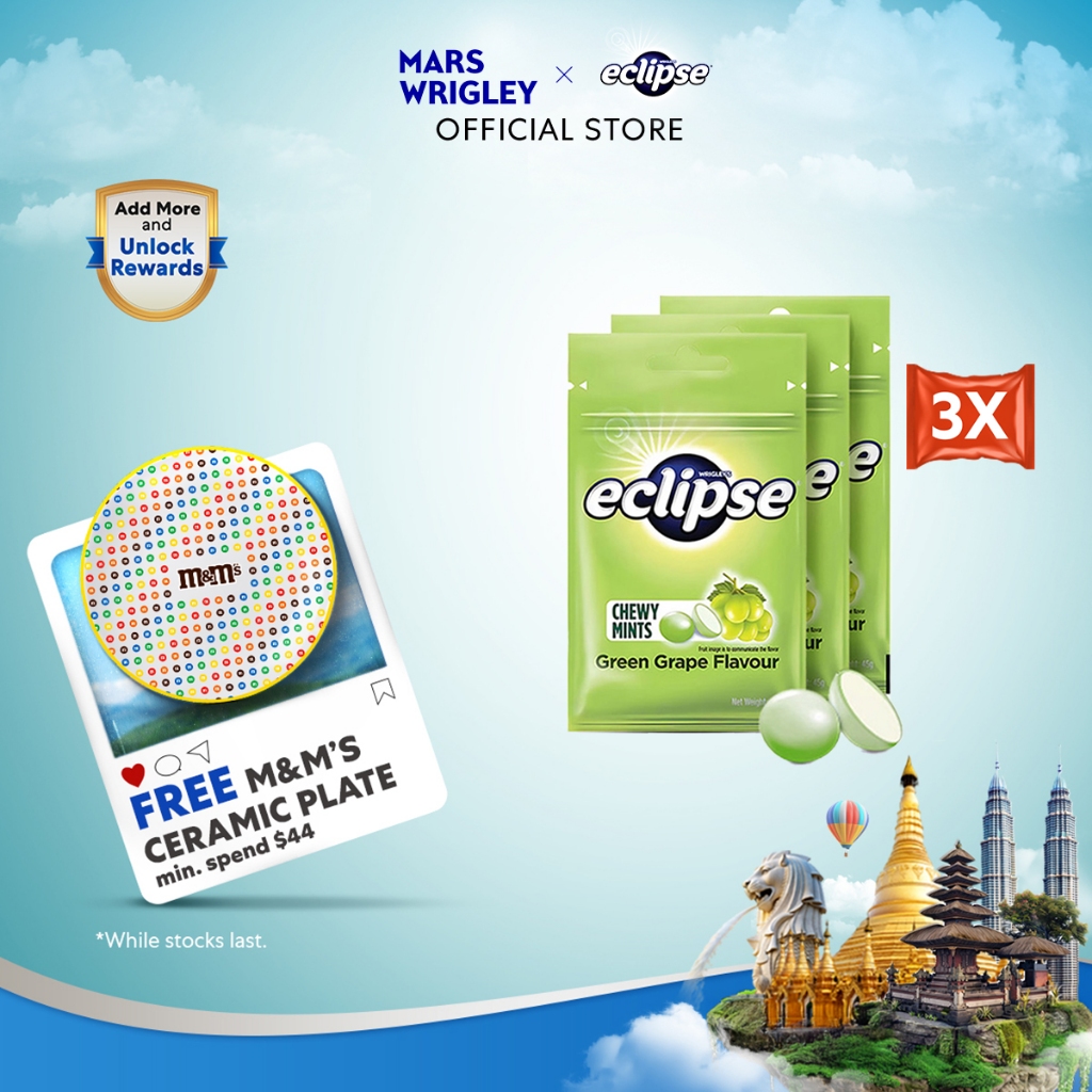 Eclipse Chewy Mints Green Grape Bundle 45g x 3 Candy / Chewing / Snacks ...