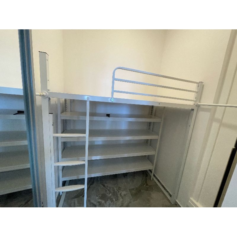 Loft bed with shelf customize singapore for helper room/bomb shelter ...