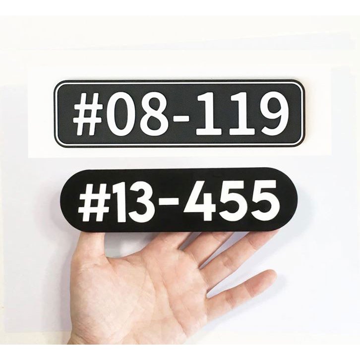 18.5cm x 5cm - White on Black - House Unit Number, Door Sign, Gate Sign ...