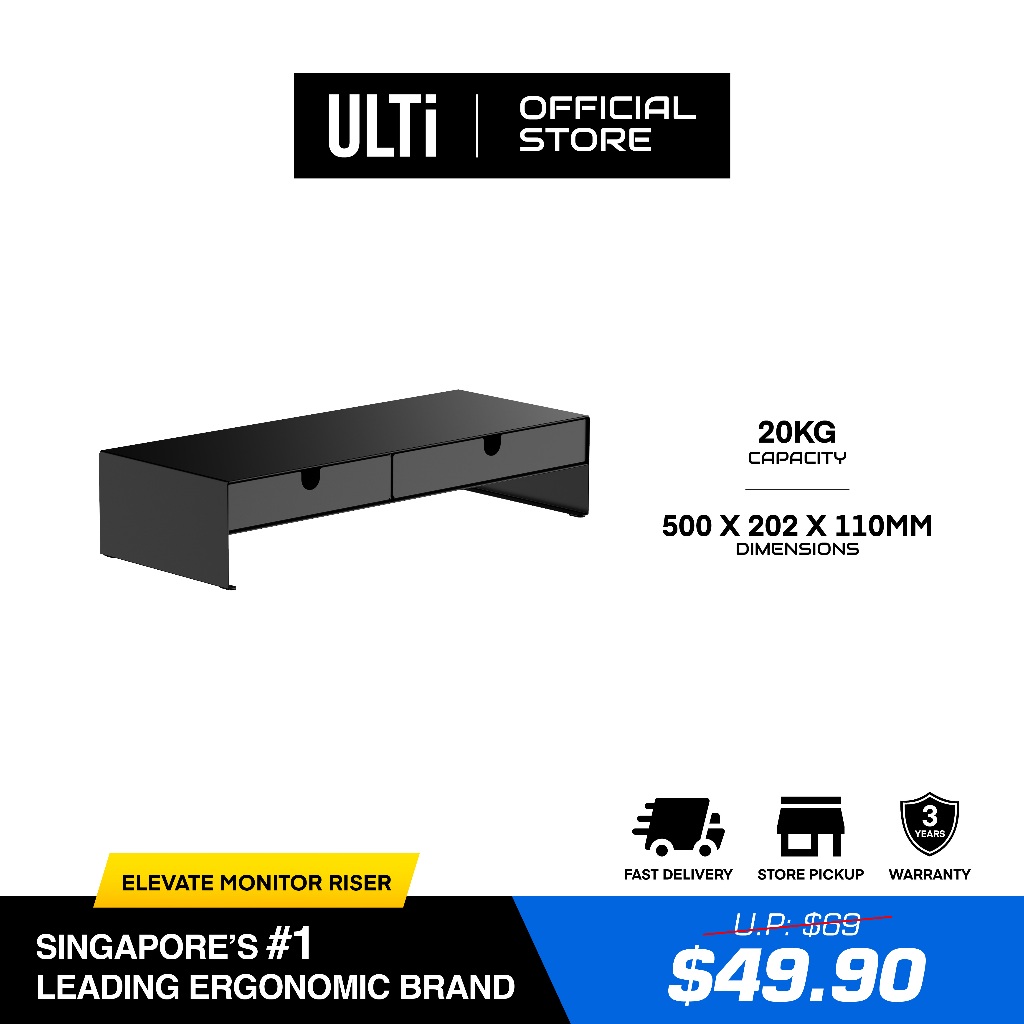 [NEW] ULTi Elevate Monitor Riser with Built-in Storage Drawers | C85 ...
