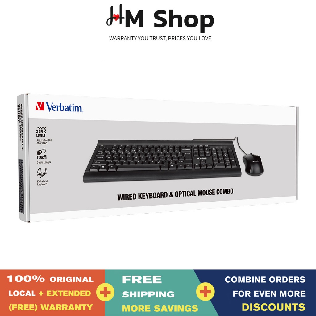 Verbatim Wired Keyboard & Mouse Combo (Both Long Cable 150cm Switchable ...