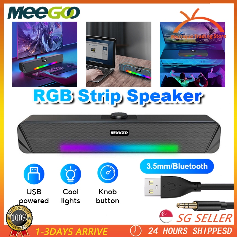 MeeGoo RGB Gaming Soundbar Bluetooth Desktop Speakers with RGB Lighting ...