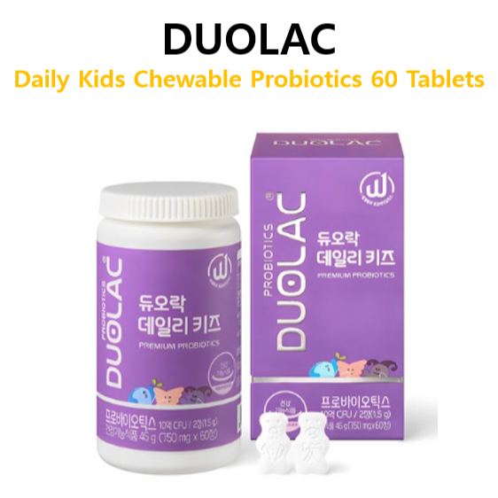 Duolac Daily Kids Chewable Children's Probiotics 60 Tablets (750mg ...