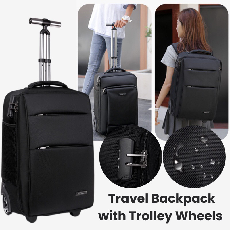 Rolling Backpack Suitcase Multi-Functional Waterproof Travel Laptop Bag ...