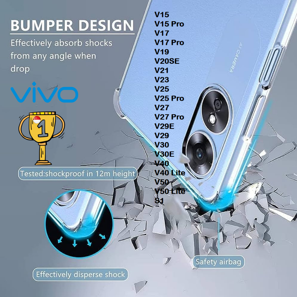 Vivo Shockproof Back Case Anti Shock Casing V15 V17 Pro V19 V20 V21 V23 V25 V27 Pro V29E V30 V40 ...