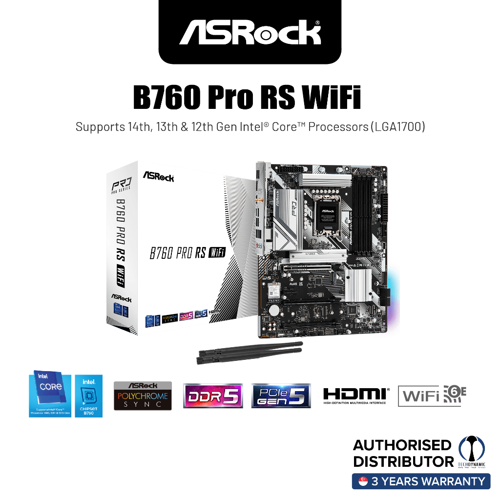 ASROCK B760 Pro RS WiFi LGA1700 HDMI DisplayPort eDP Intel B760 ATX ...